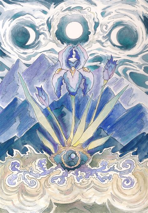Iris Under The Full Moon Iris Under The Eclipse Etsy