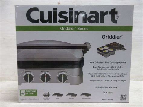 Cuisinart Griddler Series Griddler Model Gr 4n 5 Cooking Options Dual Temperature Control