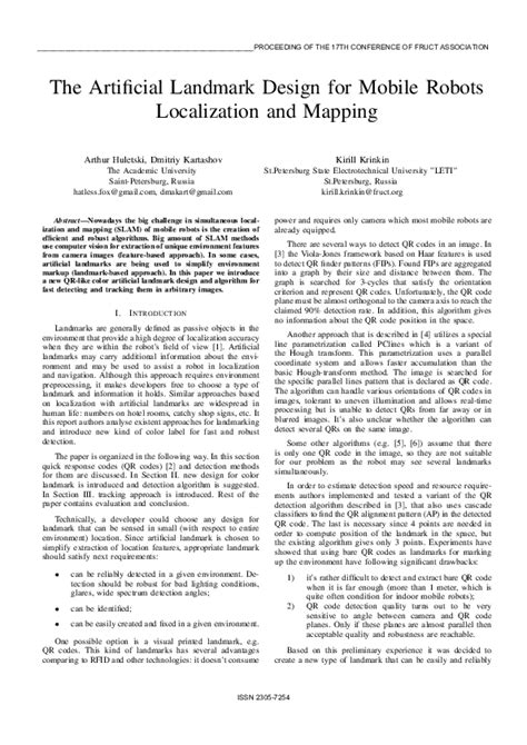 Pdf The Artificial Landmark Design For Mobile Robots Localization And Mapping