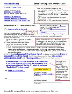 California Interspousal Transfer Deed Blank Fillable Template Fill