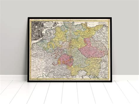1740 Holy Roman Empire Map Art Print Germanic Nation History Etsy