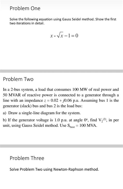 Solved Solve The Following Equation Using Gauss Seidel