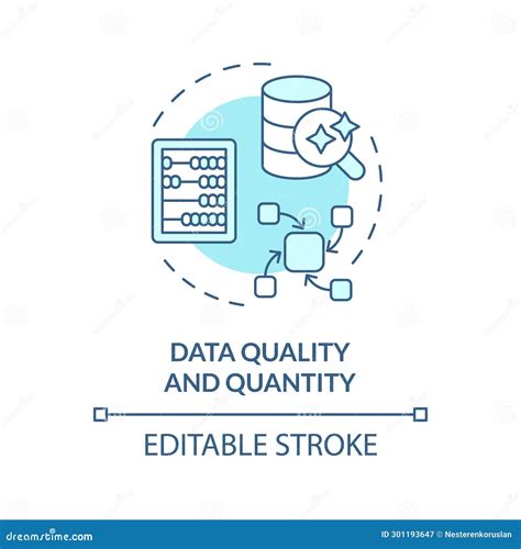 Thin Line Blue Data Quality And Quantity Icon Concept Stock Vector