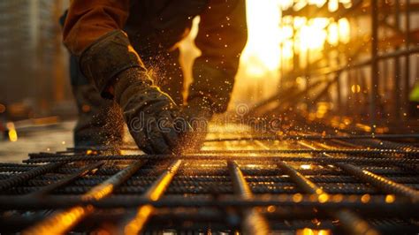 Photo Of A Construction Worker Welding At A Site Stock Image Image