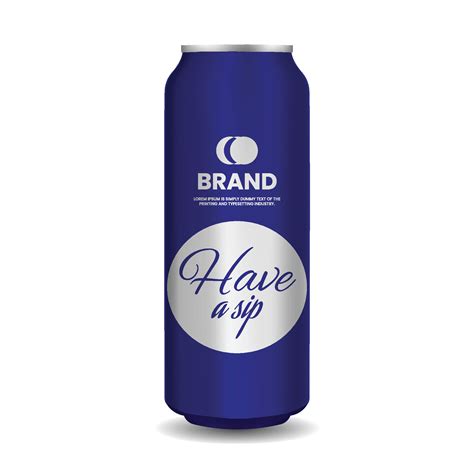 Mockup Of A Small Tin Can With An Energy Drink For Design Presentation Vector Silver Shiny