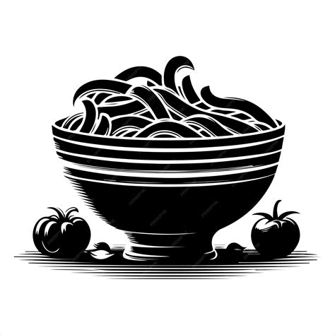 Classic Pasta Silhouette Italian Comfort On A Plate Black Colour Vactor