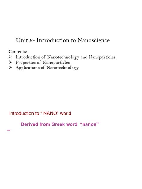 Nanoscienceppt Pdf Nanoparticle Nanotechnology