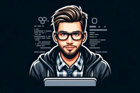 Premium Photo Portrait Of A Young Handsome White American Nerdy It