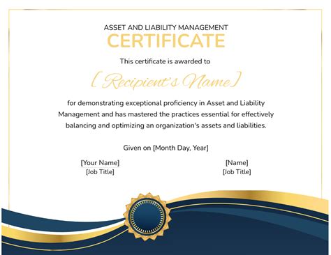 Free Asset And Liability Management Certificate Template To Edit Online