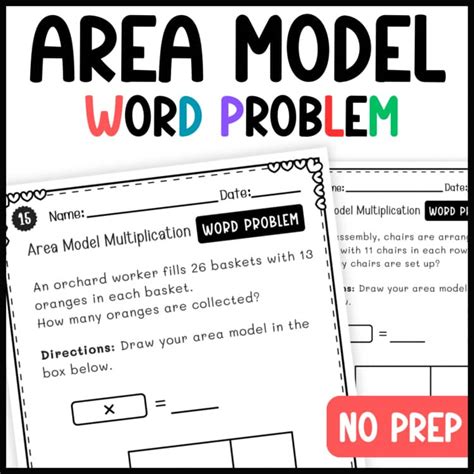 Area Model Multiplication Word Problems Worksheets 2 Digit No Prep