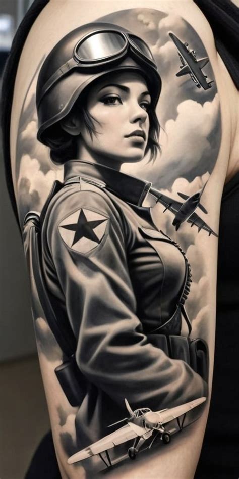 Woman Soldier Art Tattoo Design