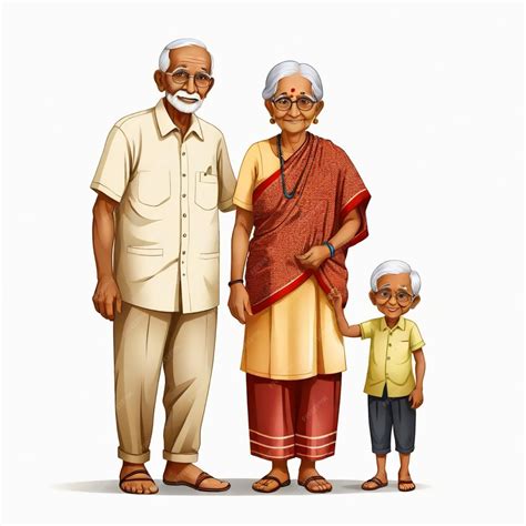 Premium Vector Indian Grandpa And Grandma Vector Set White Background