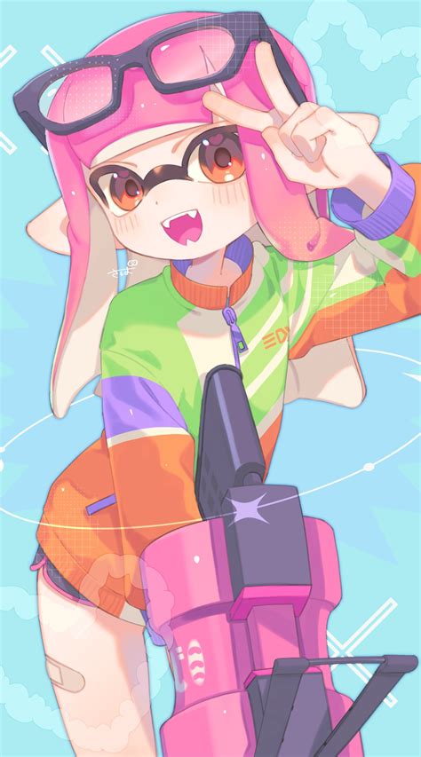 Safebooru 52 Gal Splatoon 1girl D Black Framed Eyewear Blue