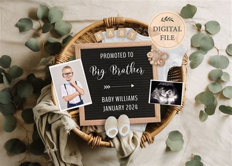 Big Brother Pregnancy Announcement Ultrasound Photo Editable Template Digital Etsy