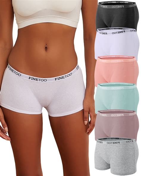 Finetoo Womens Cotton Boxer Briefs Full Coverage Breathable