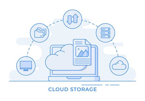 Cloud Computing Thin Line Flat Vector Illustration Infographic Data Storage Hosting