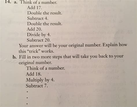 Solved 14 A Think Of A Number Add 17 Double The Result