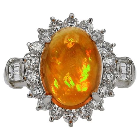 Estate Mexican Fire Opal Diamond Cocktail Ring At 1stdibs Mexican
