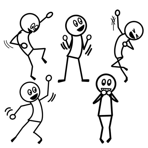 Celebrating Excited Stick Figure Clipart Set Of 5 Etsy Uk Dessin