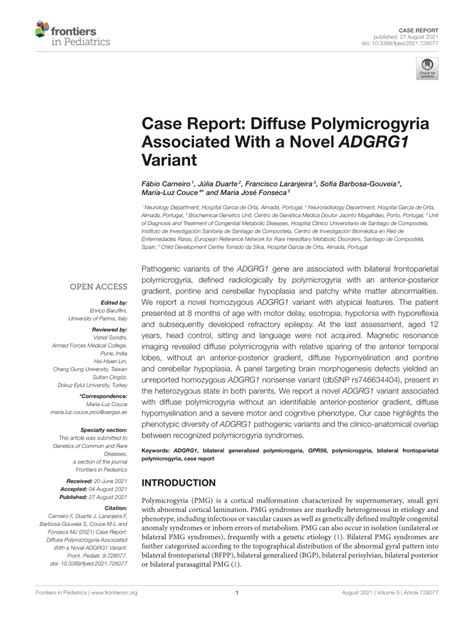 Pdf Case Report Diffuse Polymicrogyria Associated With A Novel