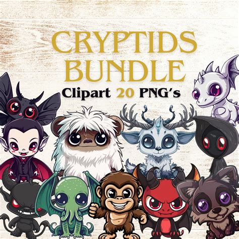 Cryptid Png Bundle Chibi Cute Cryptids Clipart Digital Download Sasquatch Bigfoot Nessie