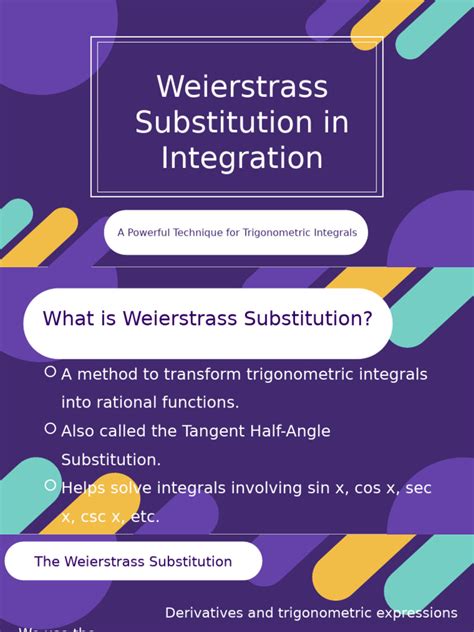Weierstrass Substitution For Integrals Pdf