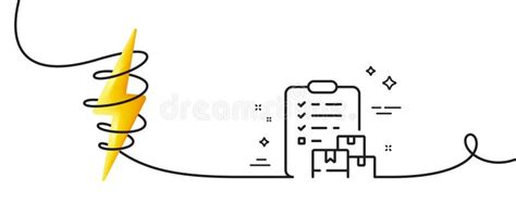 Delivery Report Line Icon Parcel Documents Sign Continuous Line With