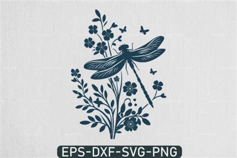 Dragonfly Flowers Svg Dragonfly Vector Graphic By Uzzalroyy9706