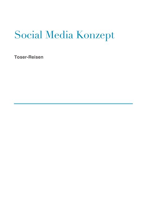 Social Media Konzept Toser Reisen Social Media Konzept Toser Reisen Inhaltsverzeichnis Das