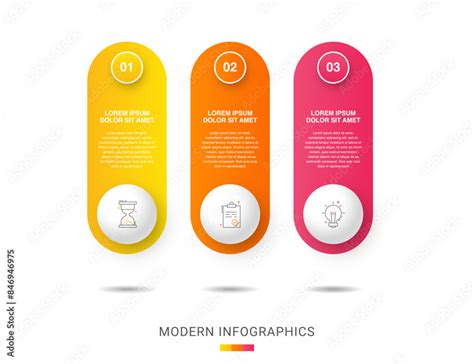 Modern Vector Infographics With Three Circles Business Template With 3 Steps For Diagram Web