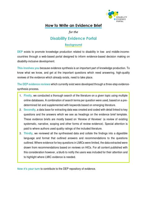 Depevidencebriefguidelines Pdf Evidence Based Medicine