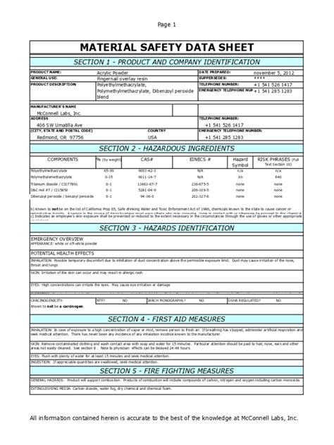 Fillable Online Safety Data Sheet 04819 Coloured Acrylic Nail Art Fax Email Print Pdffiller
