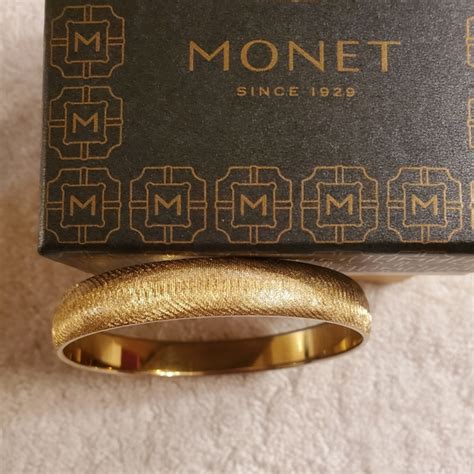 Monet Jewelry Vintage Monet Etched Golden Bangle Bracelet Poshmark