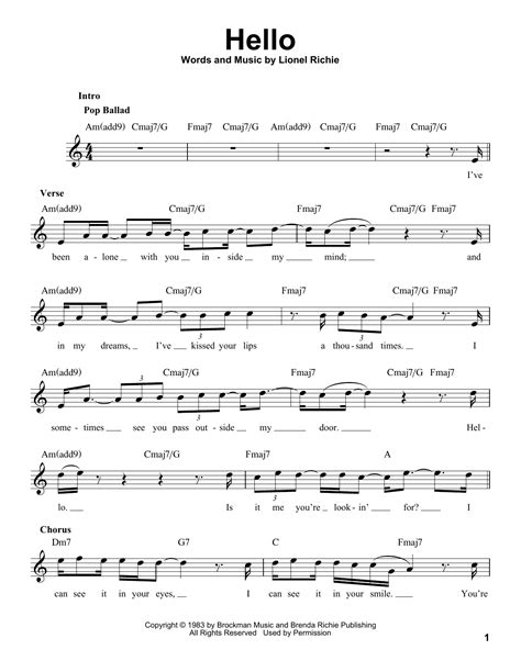 Hello Lionel Richie Guitar Chords