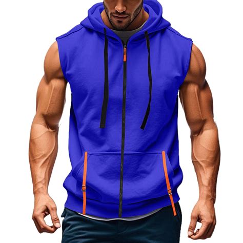 Kopltyrfg Sleeveless Hoodies For Men Fashion Zip Sport Workout Sweat