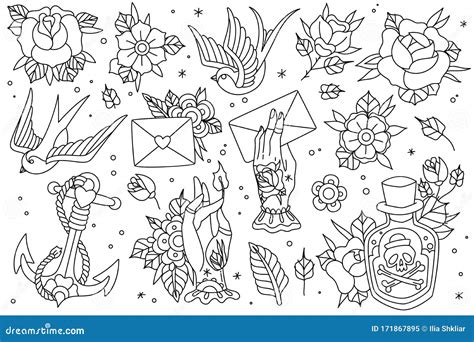 Traditional Tattoo Flash Outlines Cqjqon
