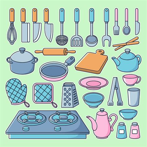 Cartoon Collection Of Home Kitchen Objects 20791722 Vector Art At Vecteezy