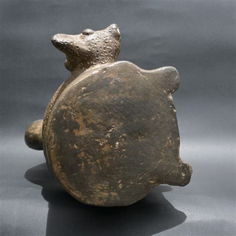 🏺 Botella Chavín De Cerámica Huaco Cazador Con Presa En La Espalda 🎯 Arteanc