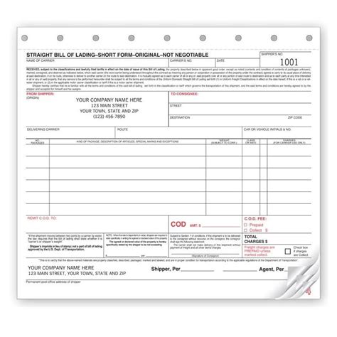 Straight Bill Of Lading For Shipping And Export Bill Of Lading Bills