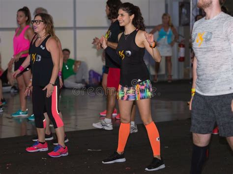 Latin Dances Fitness Workout Class Women Having Fun With Music