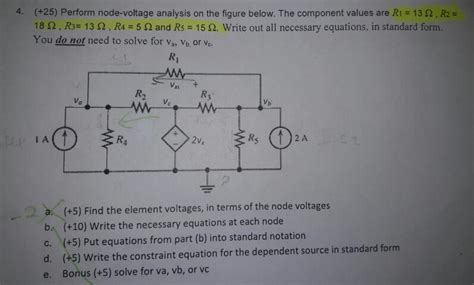 Solved 4 25 Perform Node Voltage Analysis On The Figure