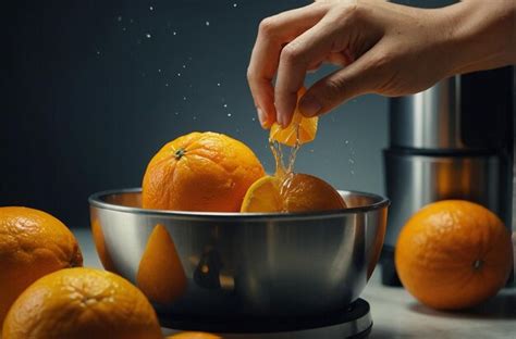 Premium Photo A Person Squeezing Oranges Using An Ele