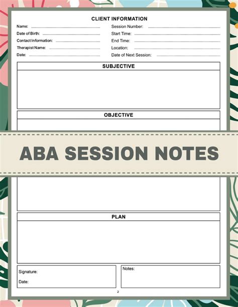 Aba Session Notes Applied Behavior Analysis Soap Notes Notebook For Therapists To