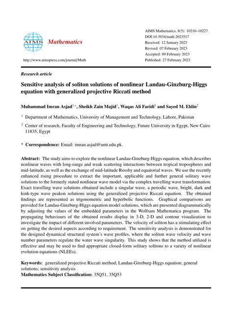 Pdf Sensitive Analysis Of Soliton Solutions Of Nonlinear Landau