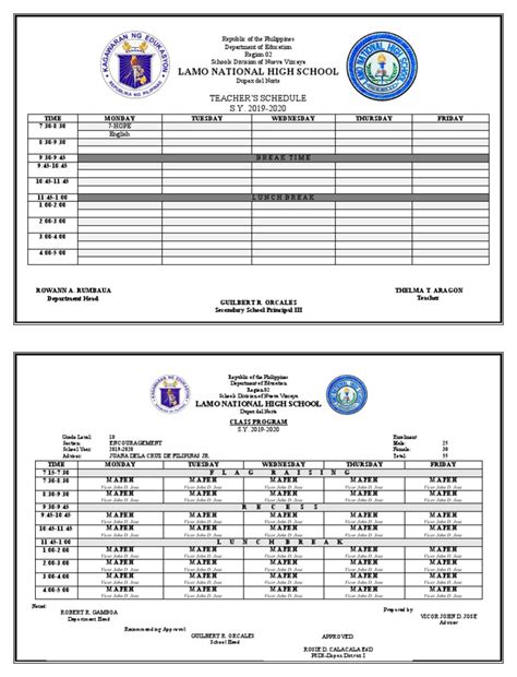 Class Program Template Pdf Educational Institutions Social Institutions