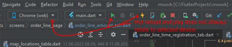 Hot Reload And Play Does Not Relate To Selected Device · Issue 6259 · Flutterflutter Intellij