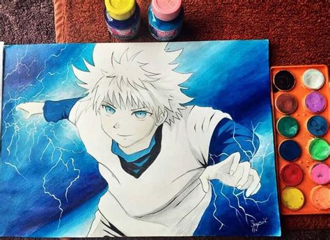 Killua Draw Watercolors Arte Lienzos