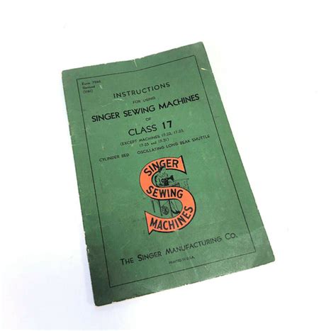 Sewing Machine Manuals The Old Singer Shop