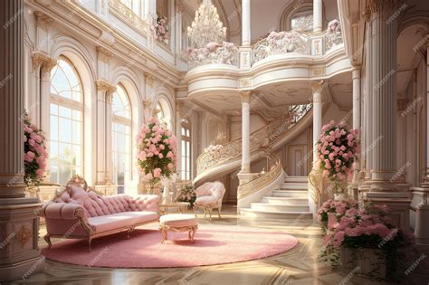 Premium Photo Luxury Palace Interior Design With Pink Roses