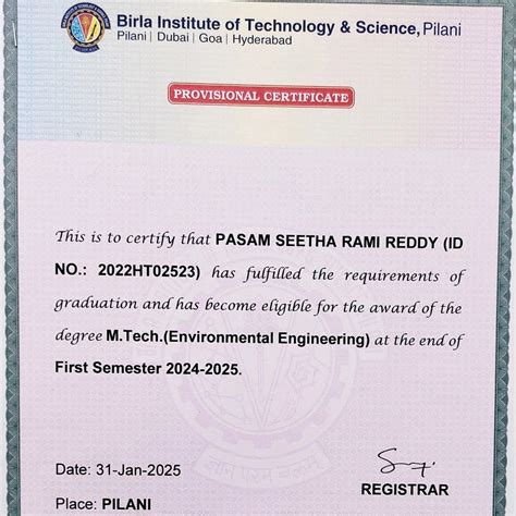 Mtech Environmentalengineering Sustainability Esg Ehs Climateaction Bits Seetha Rami